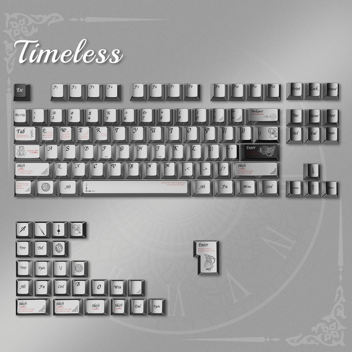 Womier Timeless 112-Key Cherry Profile Metallic Coating Keycap Set ...