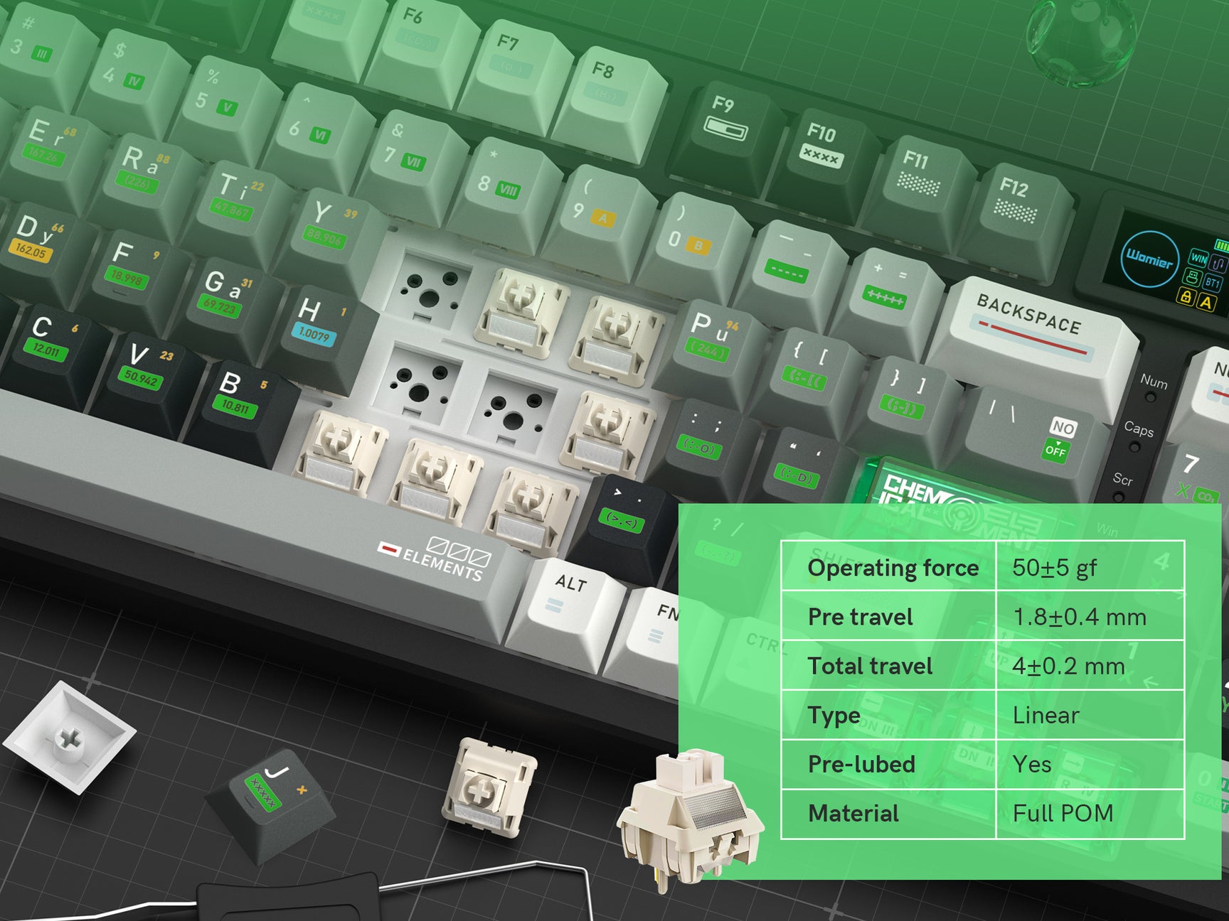 Womier M90 Chemistry 96 Wireless Keyboard With Multimedia Display