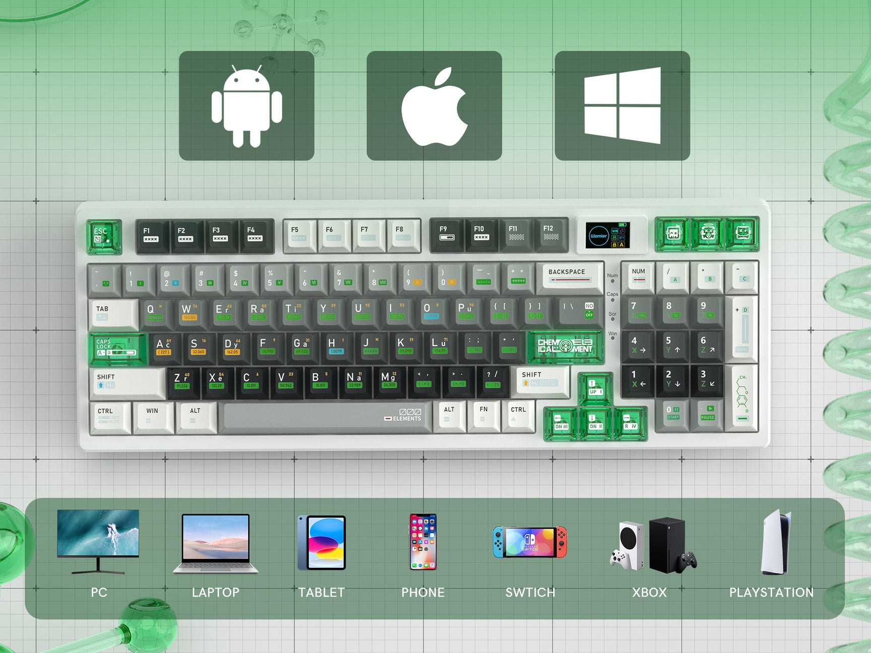 Womier M90 Chemistry 96% Wireless Keyboard with Multimedia Display ...