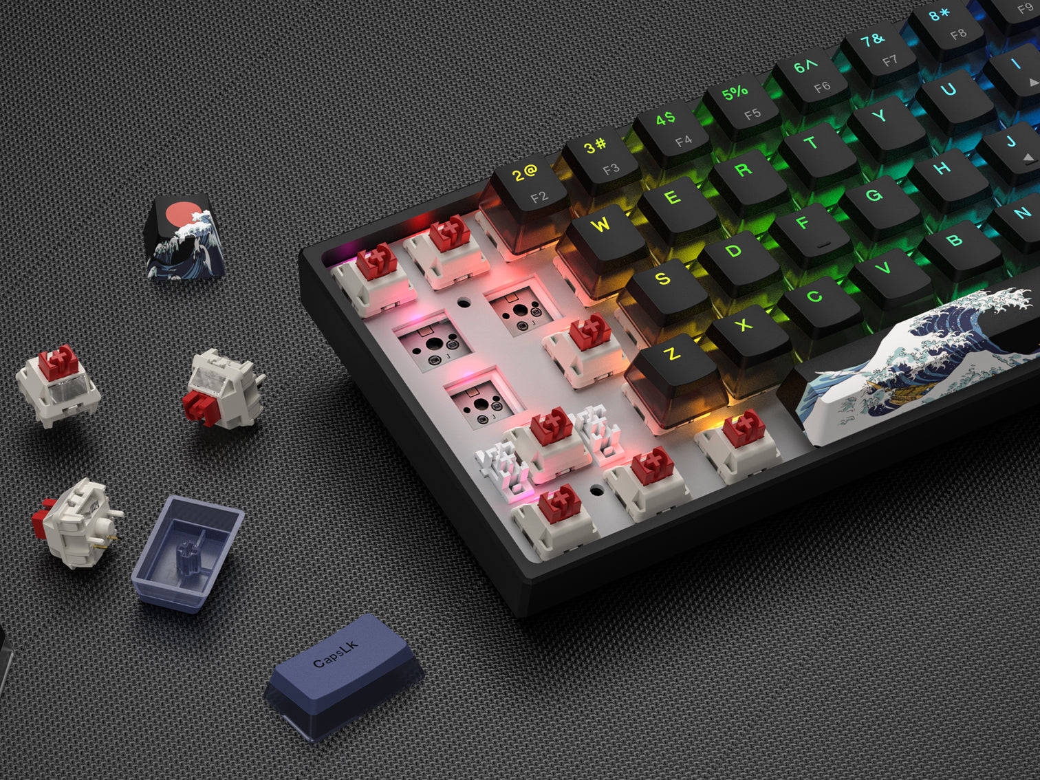 Womier WK61 V2 60% Hot-Swappable RGB Mechanical Wired Gaming Keyboard ...