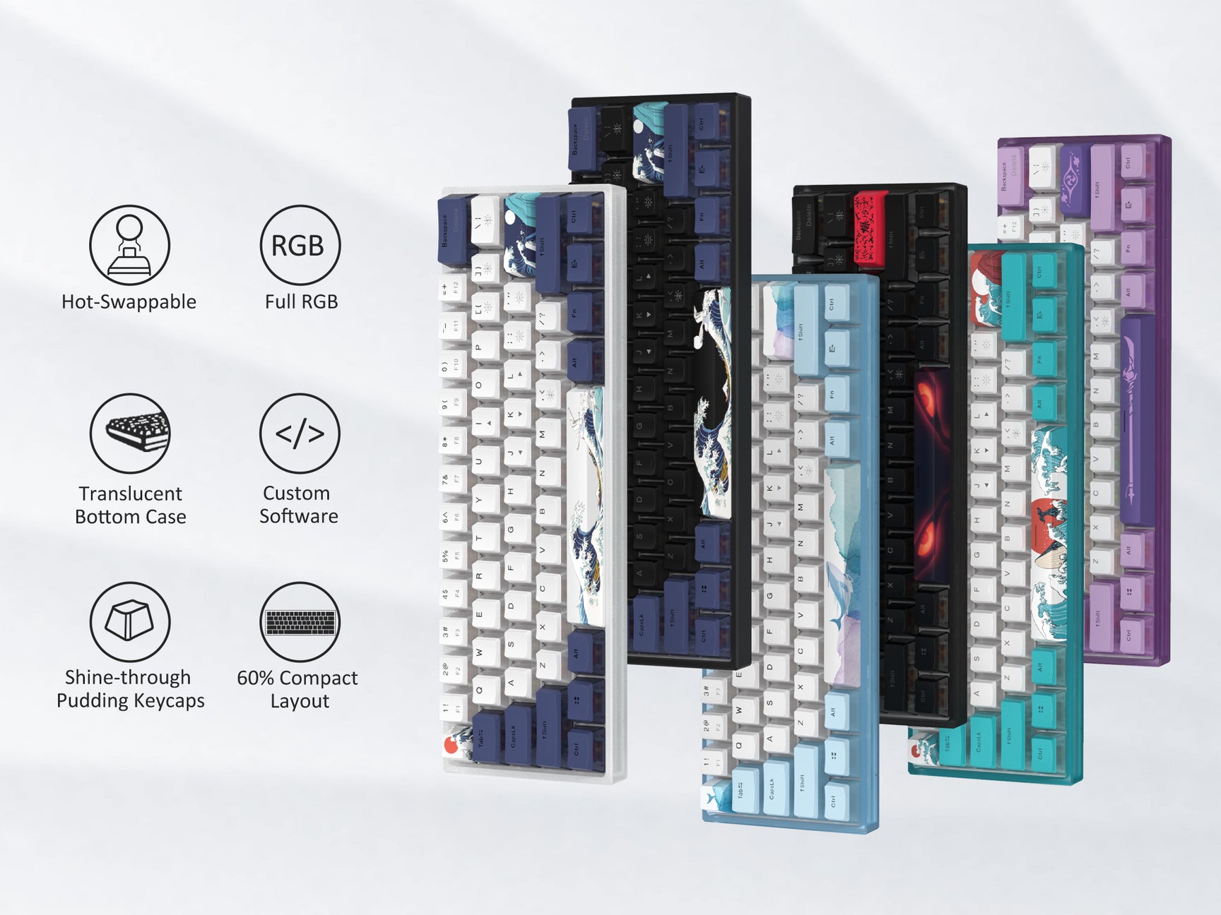 Womier WK61 V2 60% Hot-Swappable RGB Mechanical Wired Gaming Keyboard ...