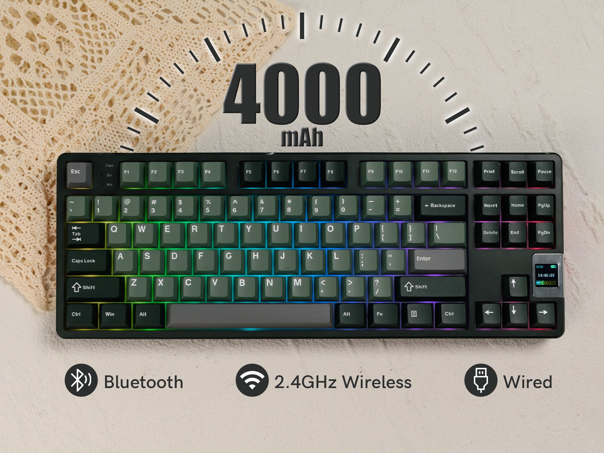 Womier QK87 TKL QMK/VIA Support Wireless Keyboard with Multimedia Disp – Womier Keyboard