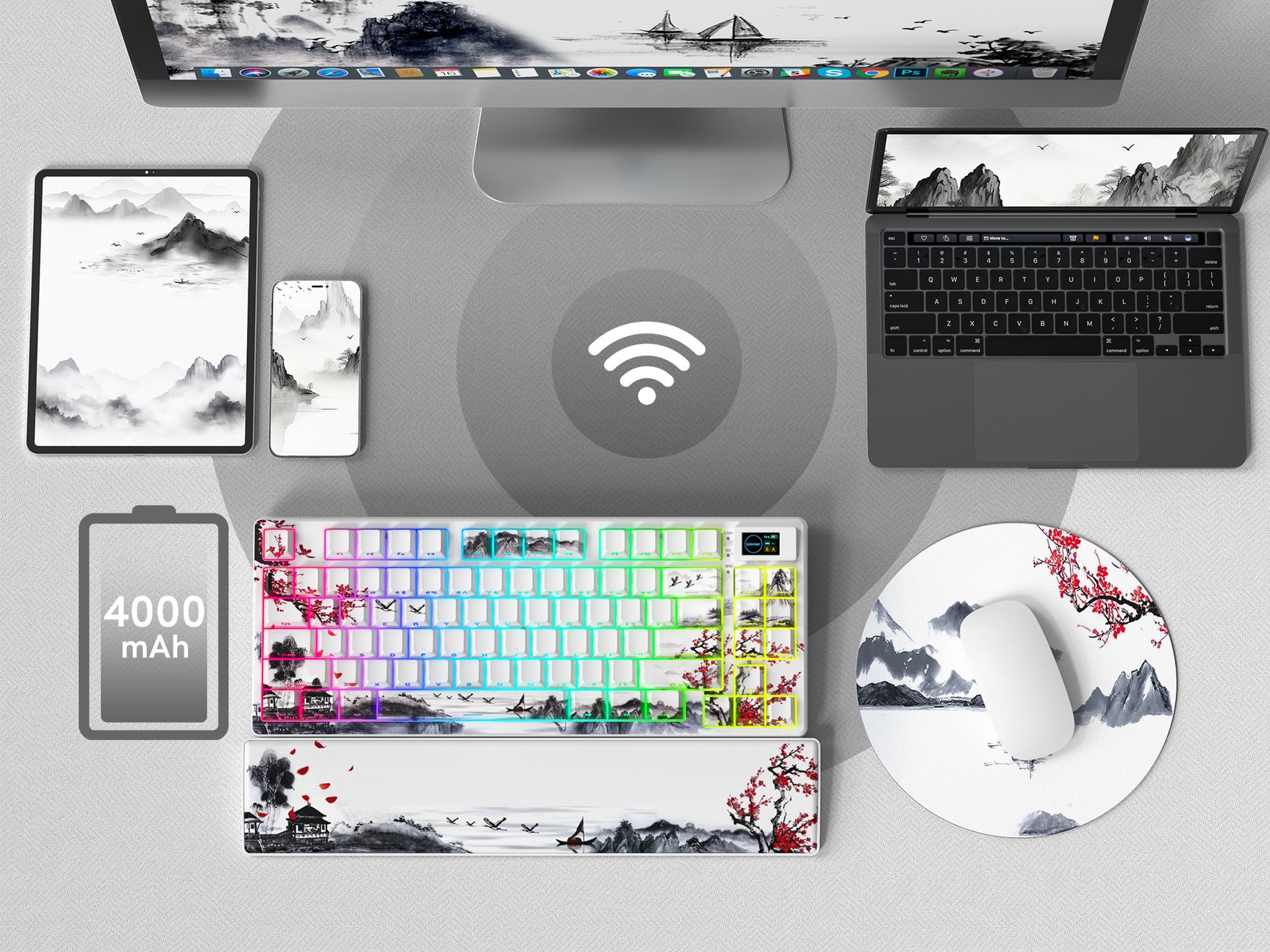 Womier SK80 Pro 75% Themed Wireless Keyboard with Multimedia Display ...