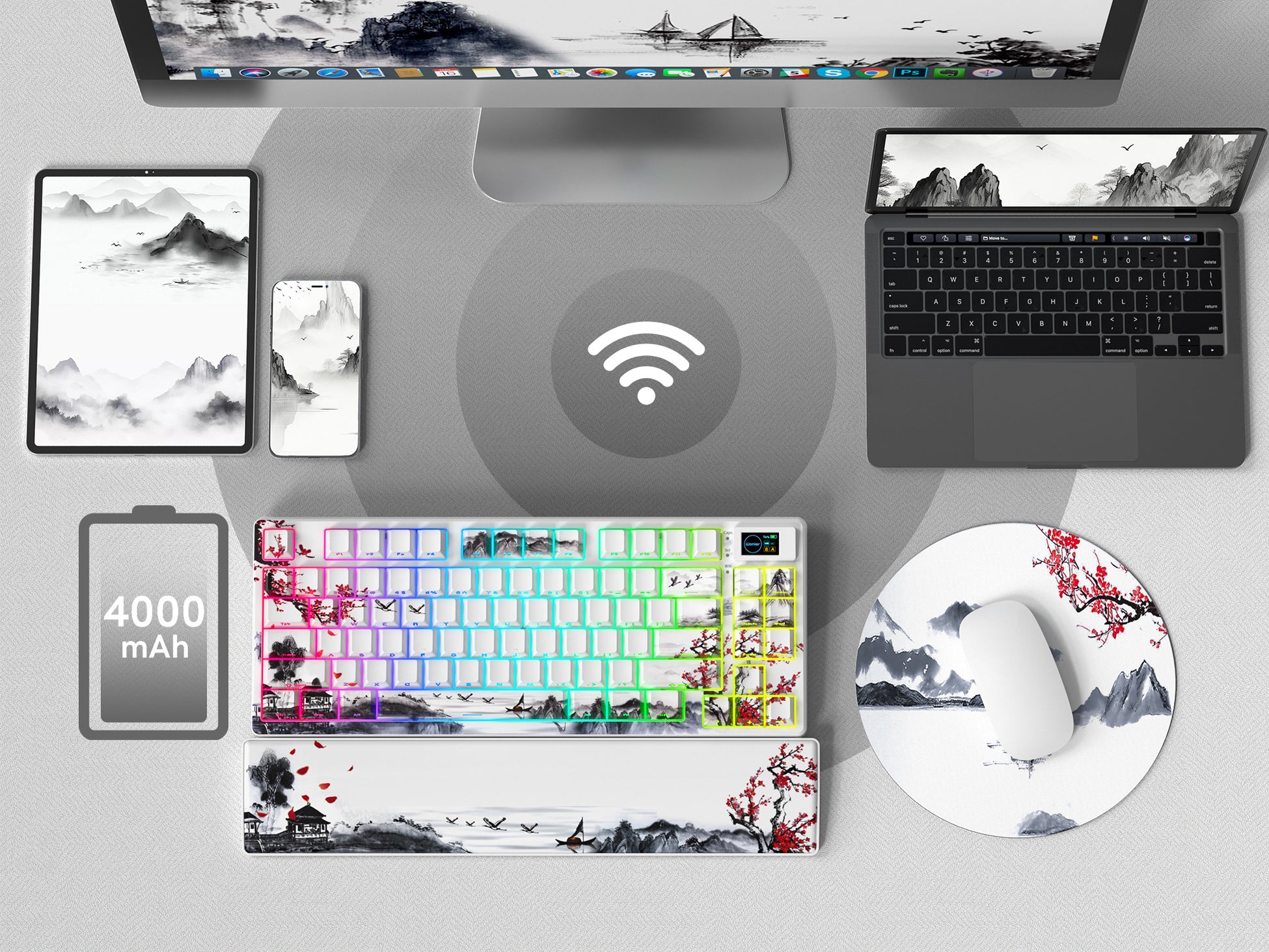 Womier SK80 Pro 75% Themed Wireless Keyboard with Multimedia Display ...