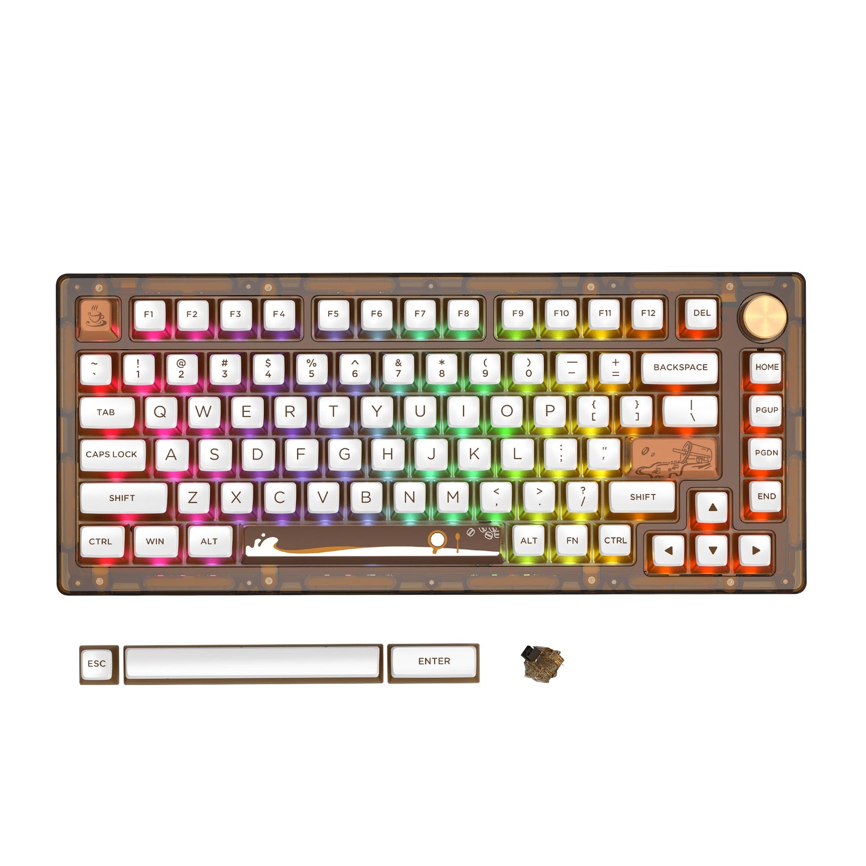 Womier G75 Coffee Themed Gasket/Top Mounted Wired Mechanical Keyboard ...